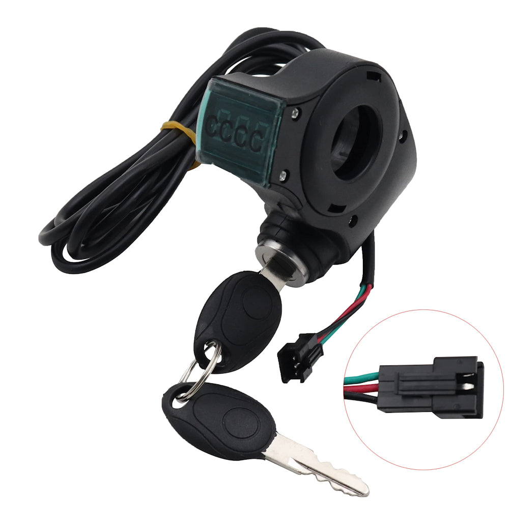 Voltmeter with Locking Key (3-Pin Male Plug) – EcoMotion Electric Scooters